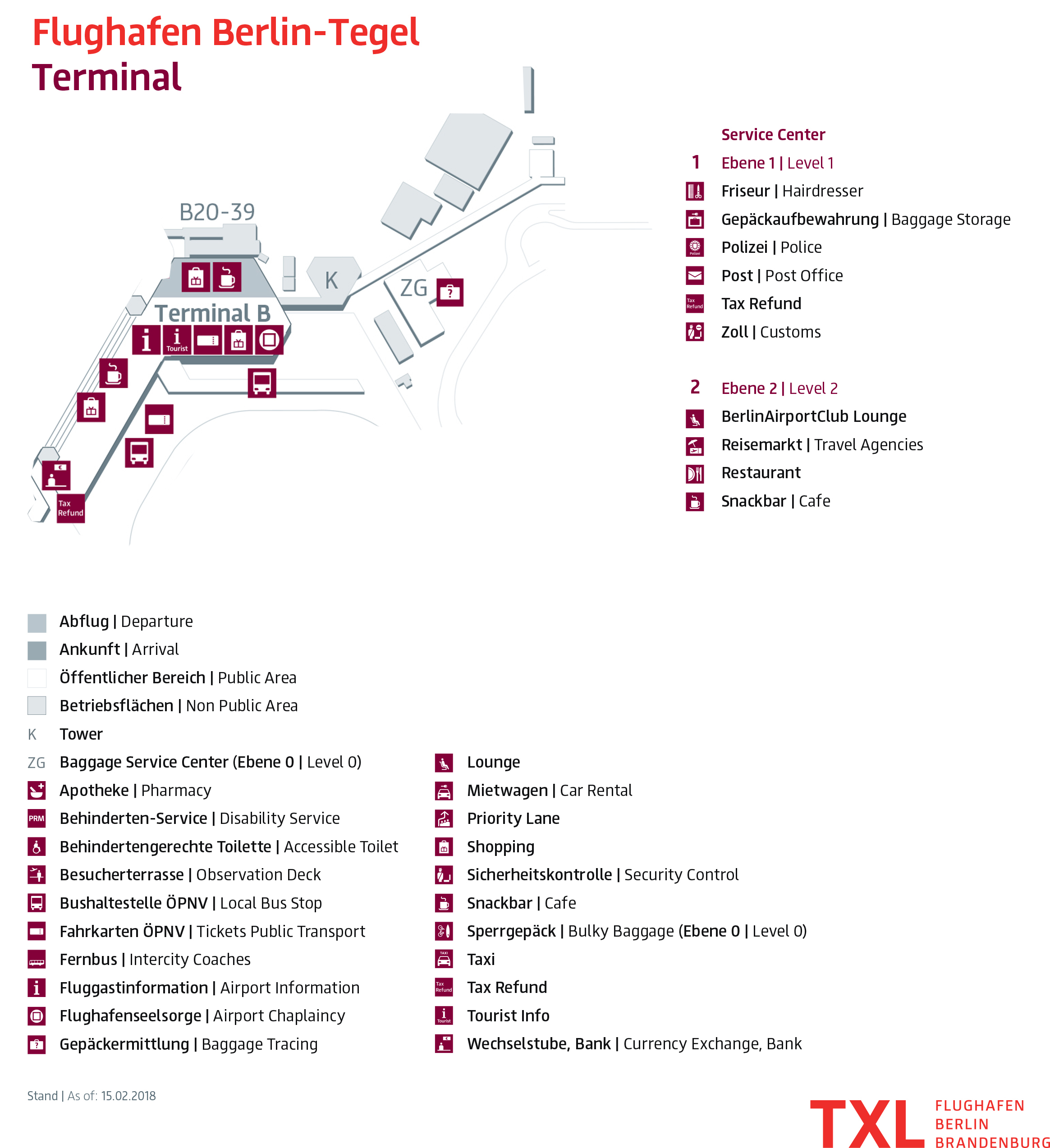 Berlin Tegel Airport Map (TXL) - Printable Terminal Maps, Shops, Food ...